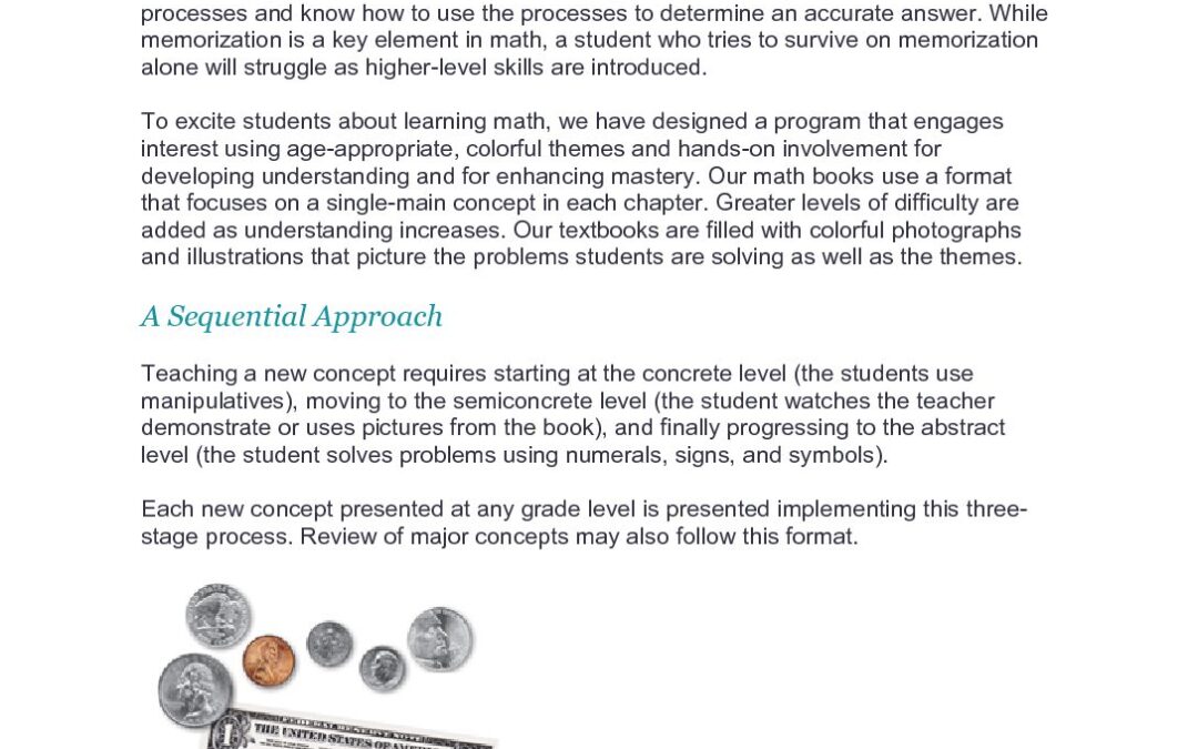 Program Goals For Elementary Math Happy Hollow Christian Academy